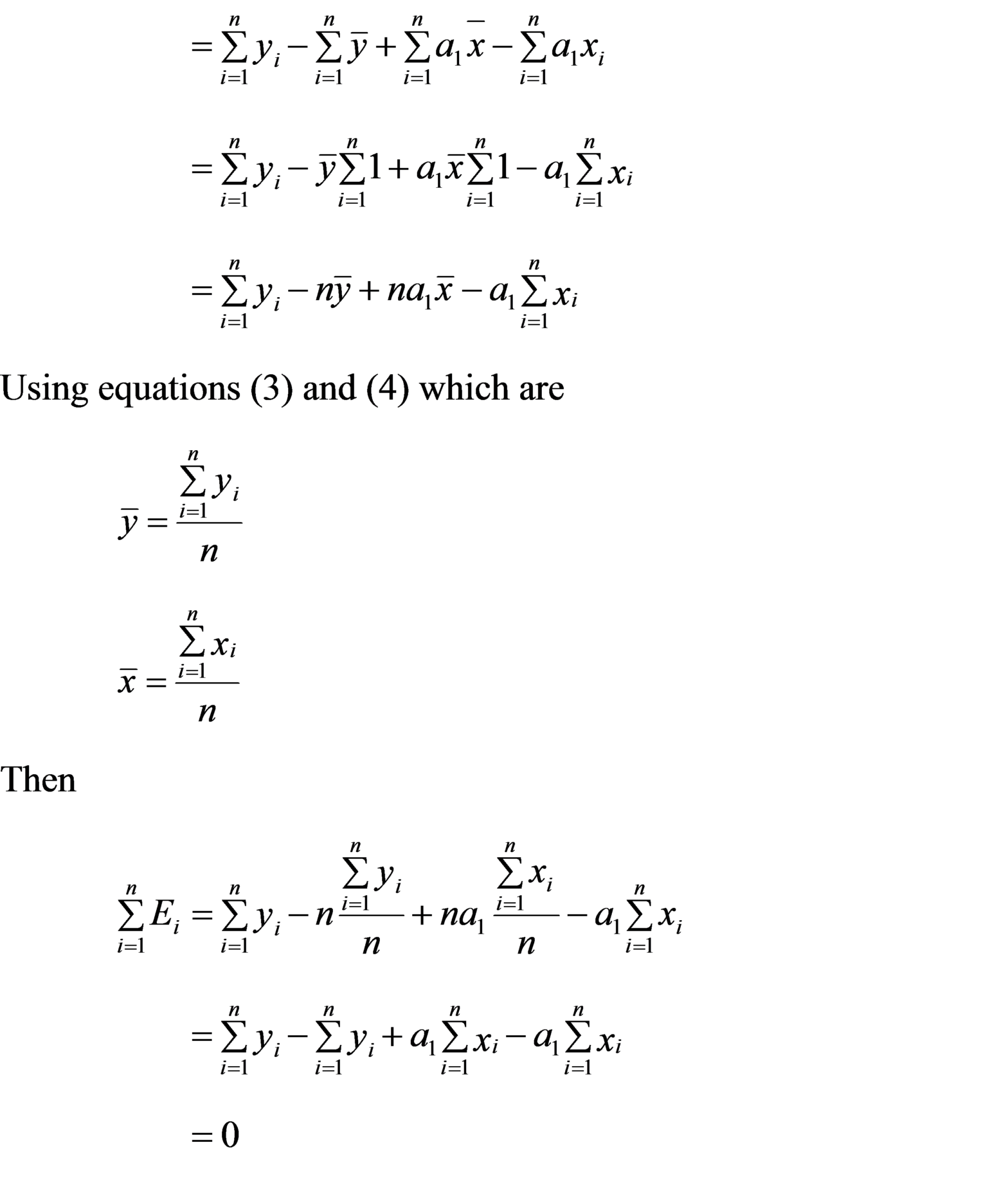 Sum of the residuals for the linear regression model is zero ...